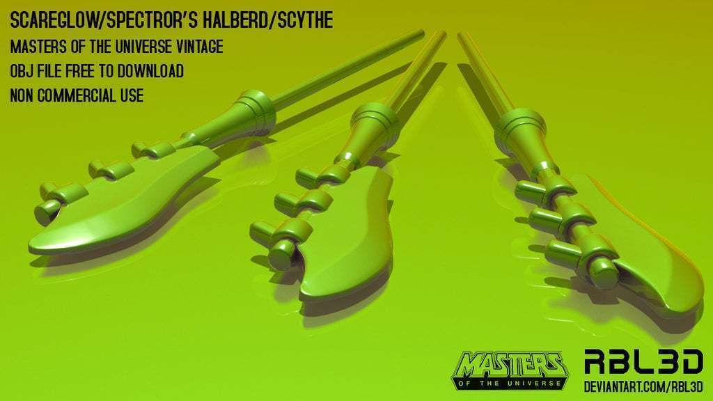Free OBJ file Scareglow / Spectror Motu Vintage Halberd Scythe weapon ...