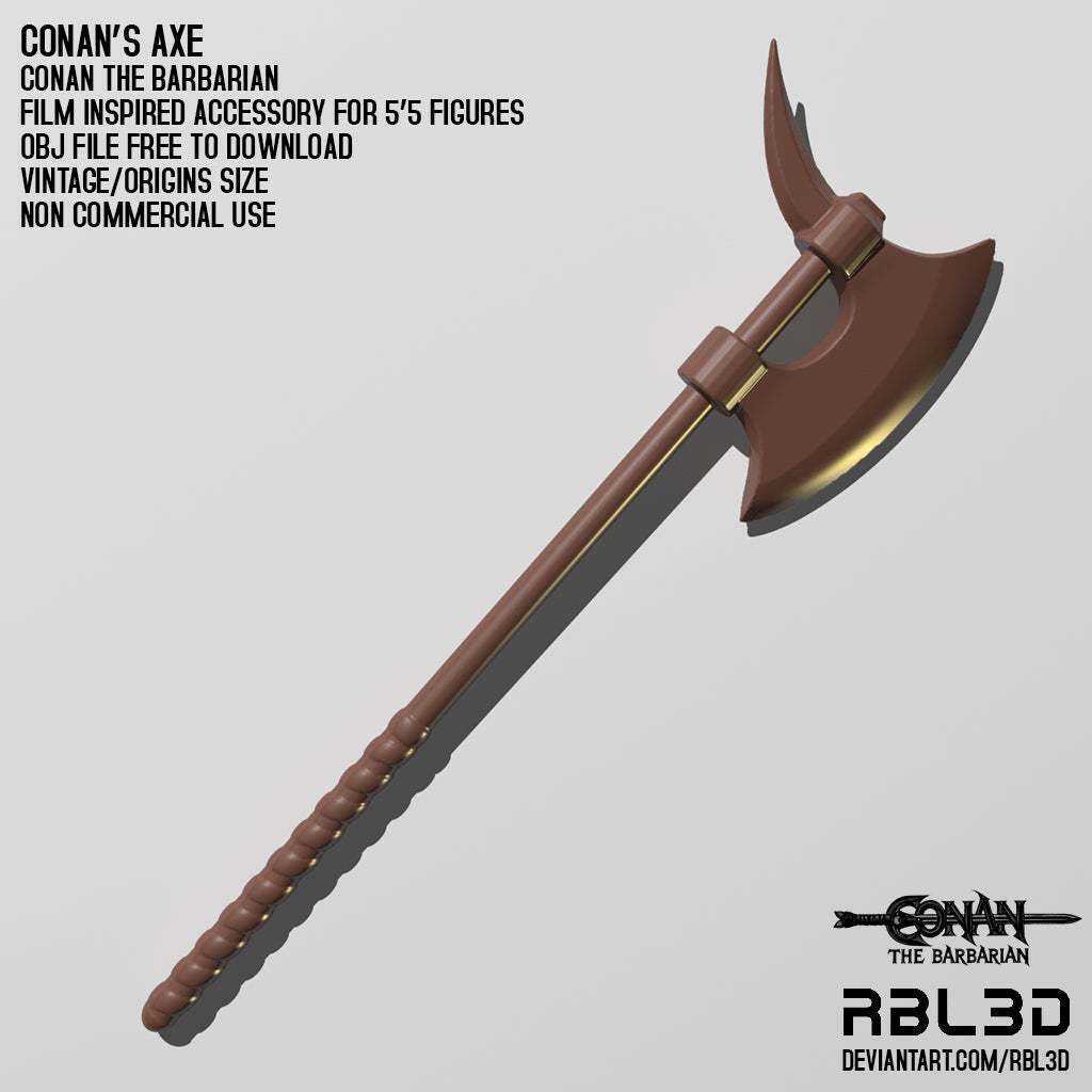 Free OBJ file Conan the Barbarian Axe・3D print design to download・Cults