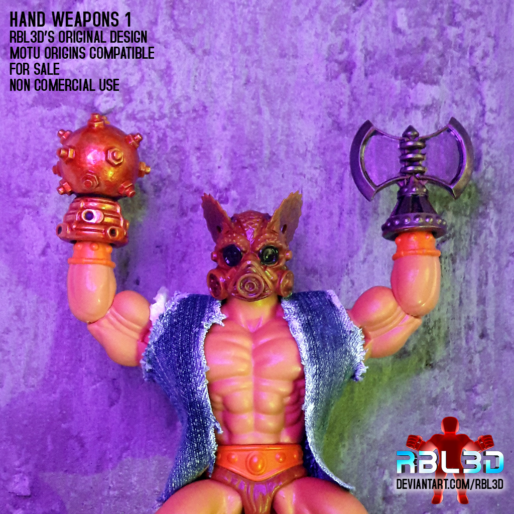 OBJ file Hand Weapons 1 (Motu Origins compatible)・3D printable model to ...