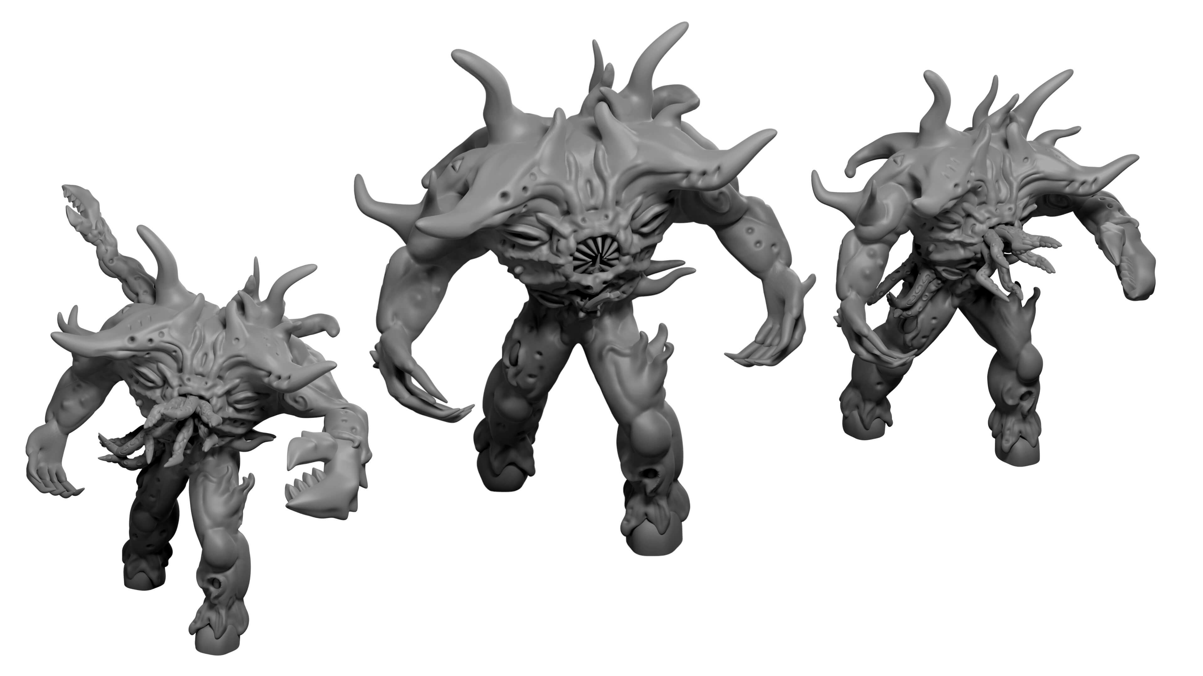 3D file Eldritch spawns of chaos (multiple models, humanoid, tripods ...