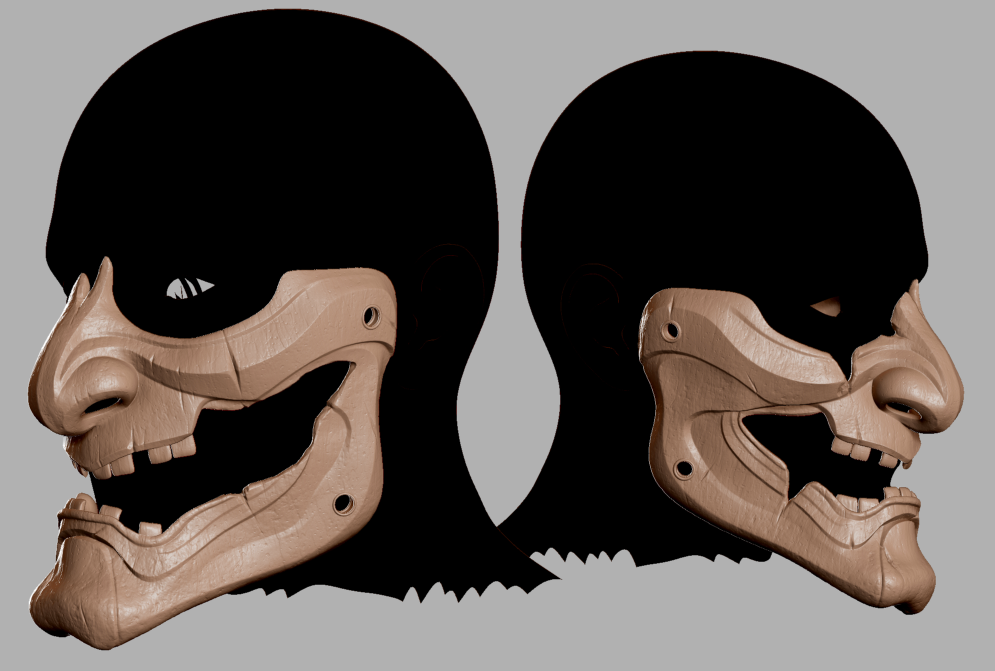 Télécharger fichier OBJ GHOST OF TSUSHIMA - Skeletal Vengeance Mask Fan ...