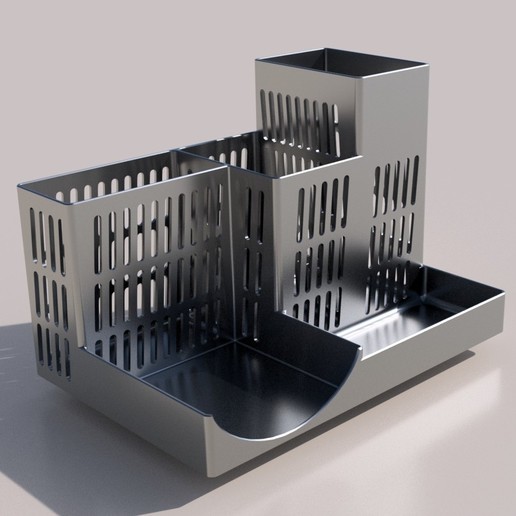 Download STL file Desktop organizer, pen holder with space for post-it ...
