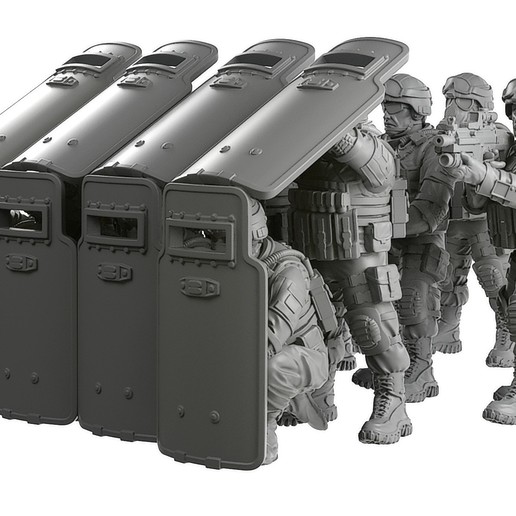 Download STL file Riot shields squad • 3D print model ・ Cults