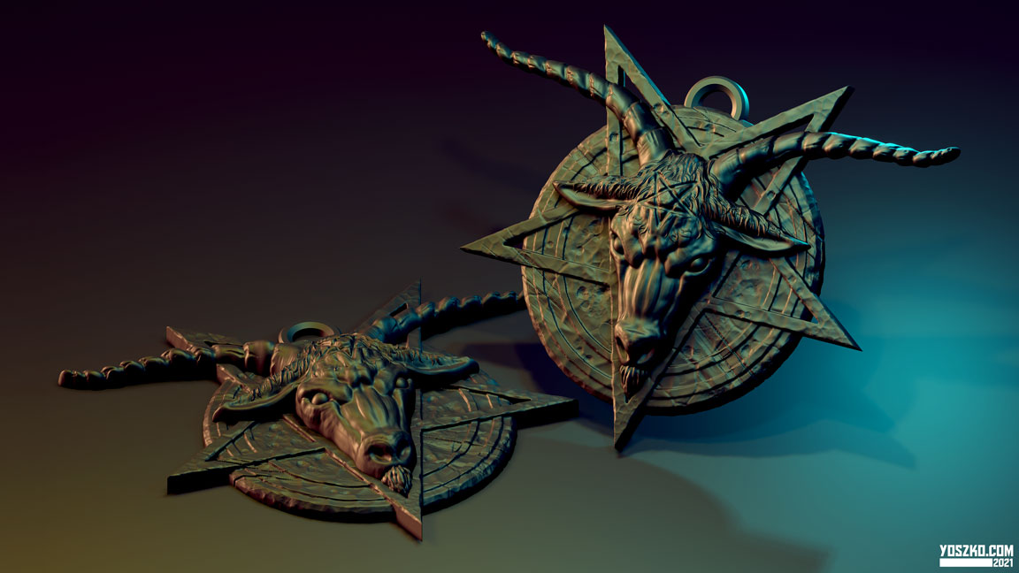 STL file Goat head with pentagram・3D print design to download・Cults