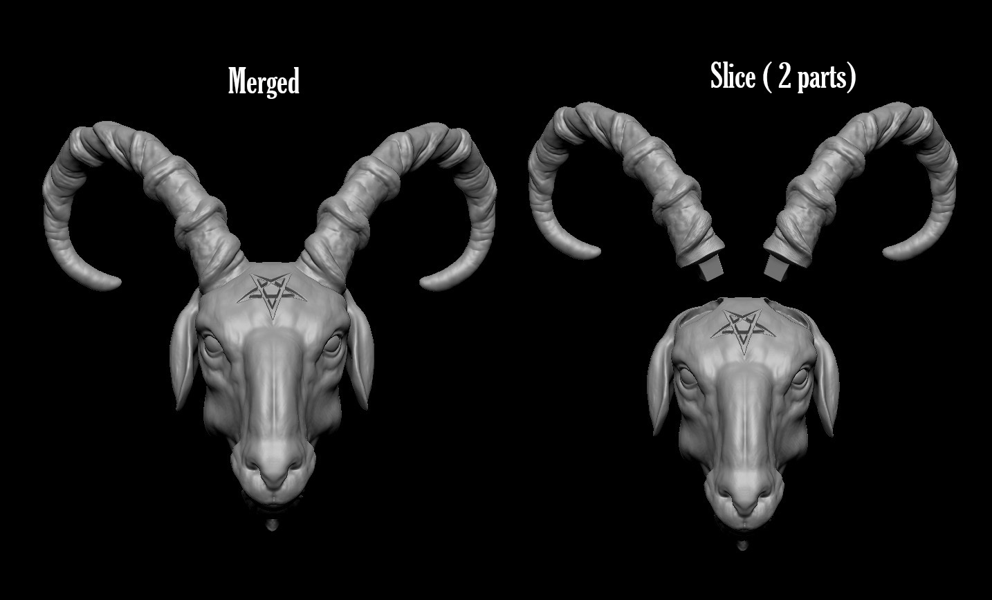 STL file Baphomet Head 2 👹・3D print model to download・Cults