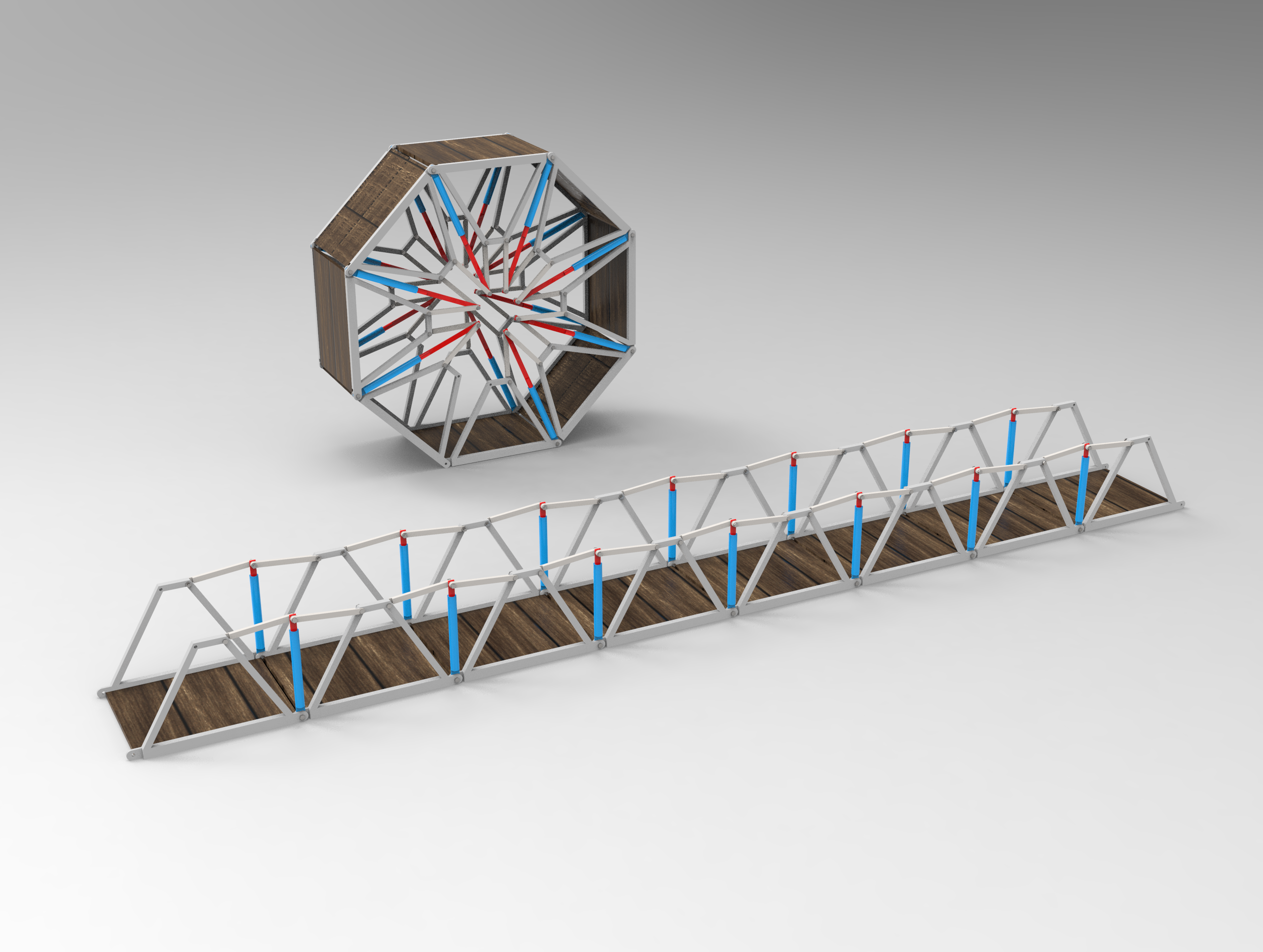 Download STL file Folded Bridge by pneumatic cylinders • 3D print ...