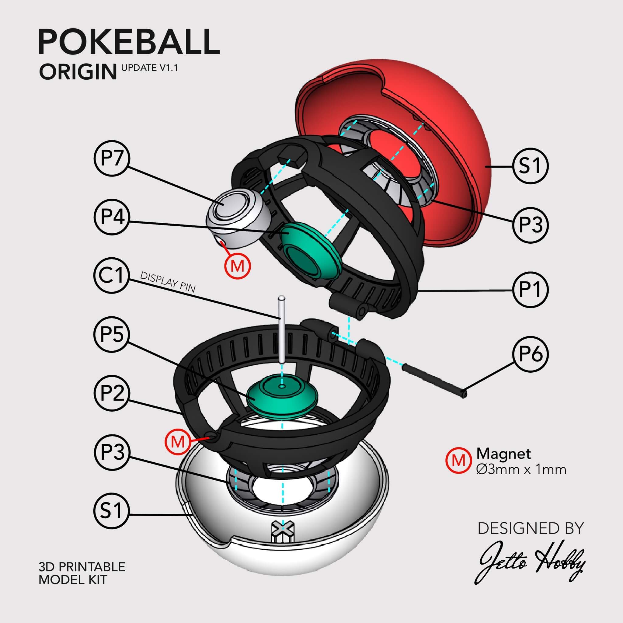 3D file Pokeball - Origin 🐉・Model to download and 3D print・Cults