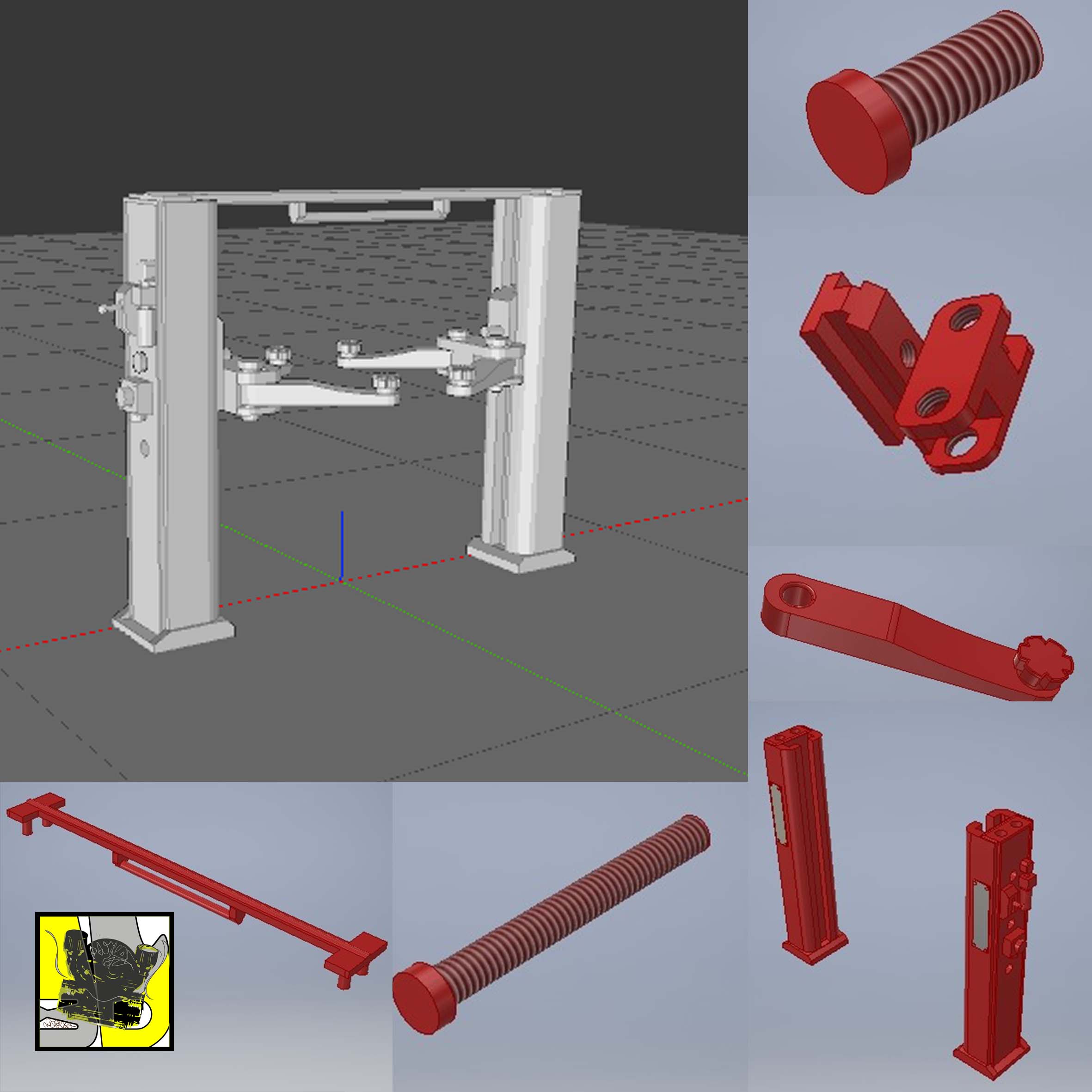 STL file Two Post Lift V3 164 Scale (Separate Files)・3D print model to ...