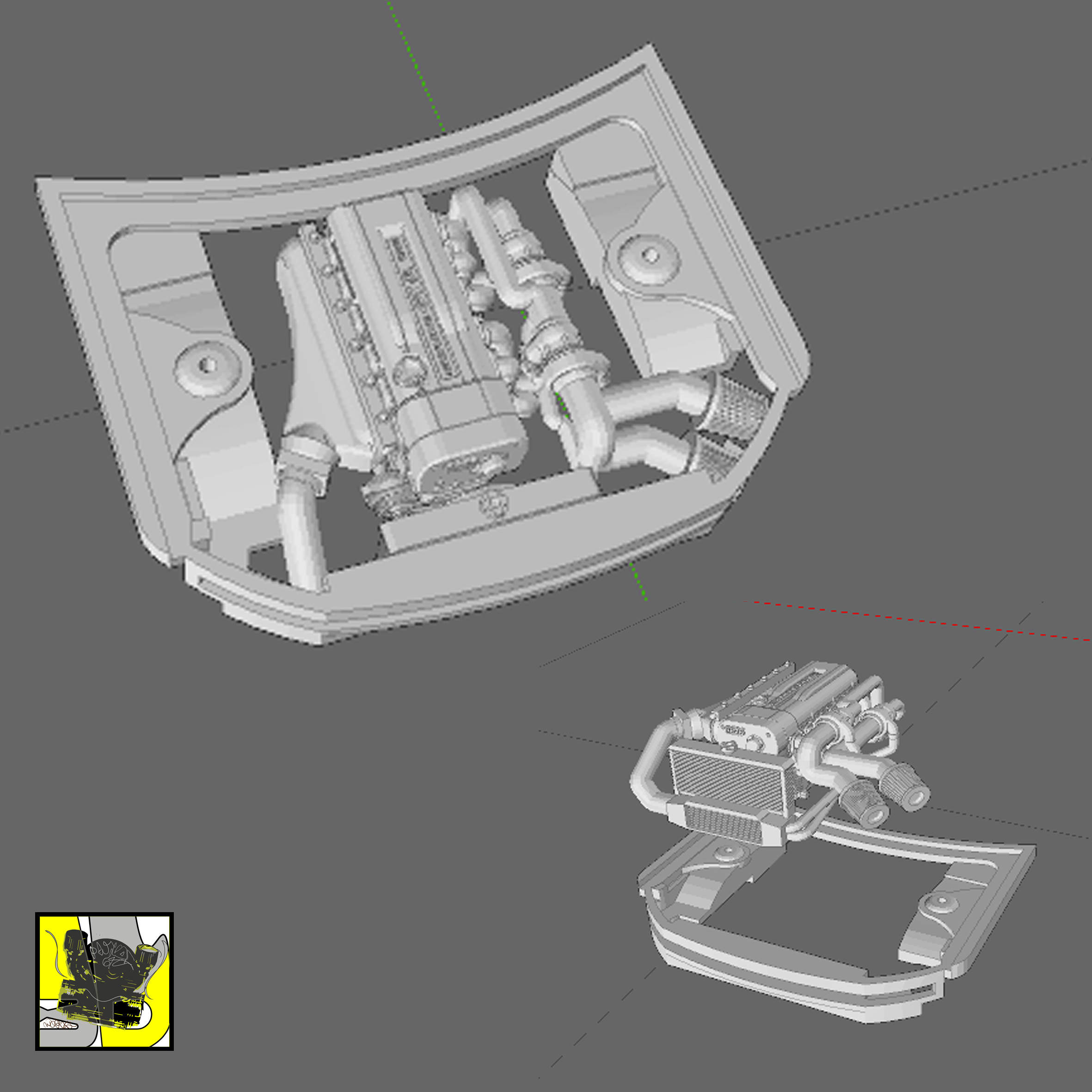 STL file RB26DETT Engine Hot Wheels Nissan Skyline R34 (Inc.Engine Bay ...
