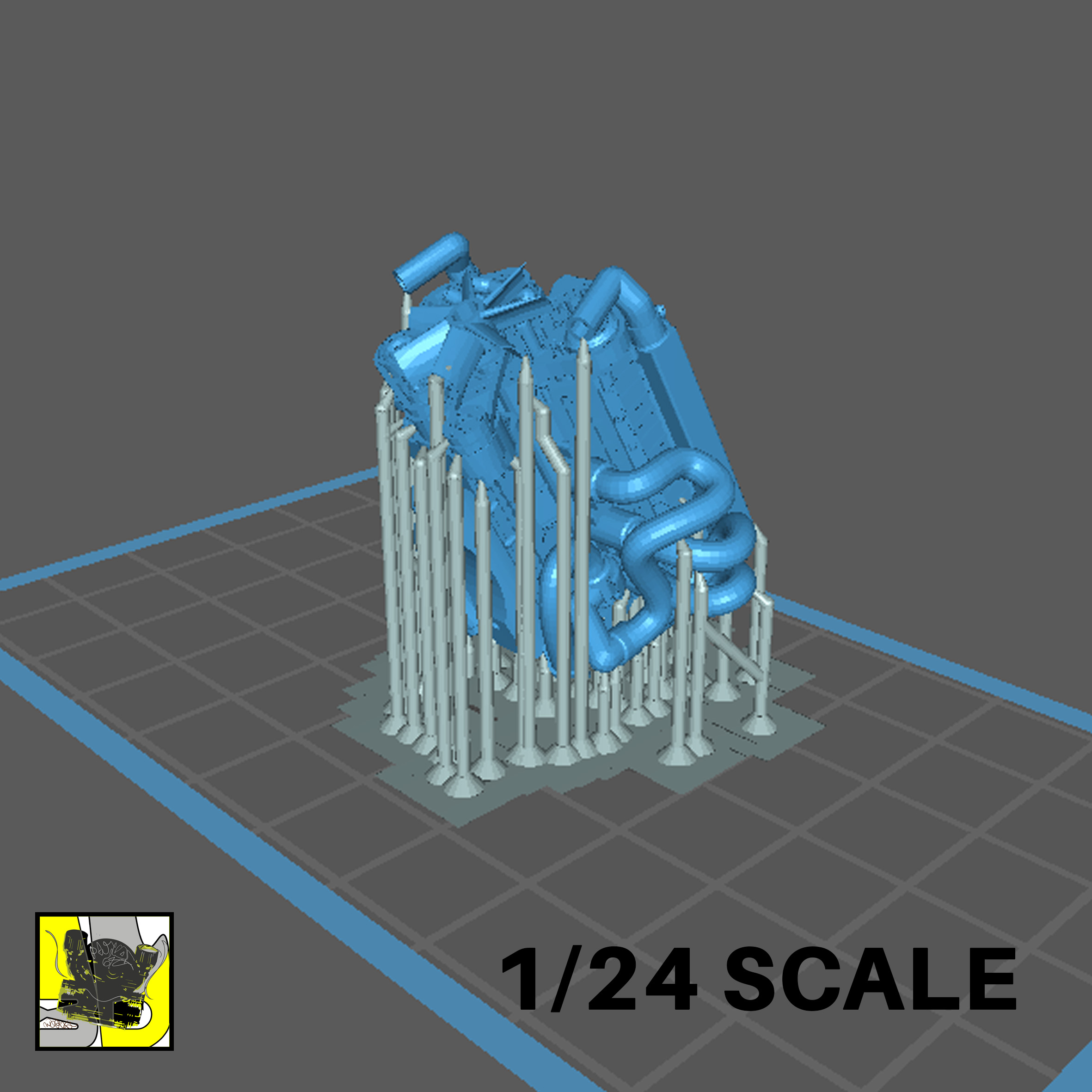 STL file 1/24 Scale Engine VG30DETT Twin Turbo・3D print object to ...