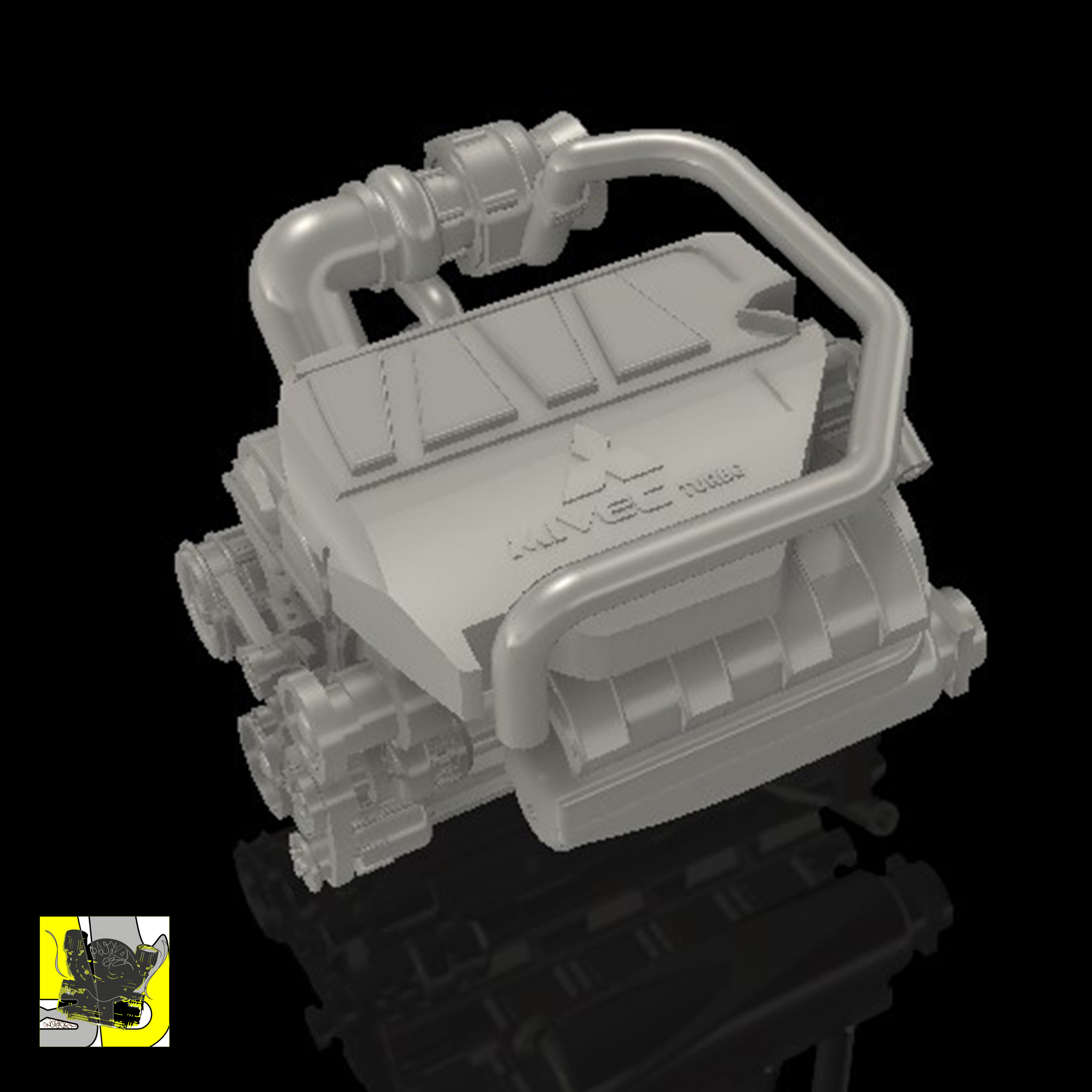 STL file 4B11 Turbo Engine Hot Wheels Mitsubhisi Lancer Evo X 1/64 ...