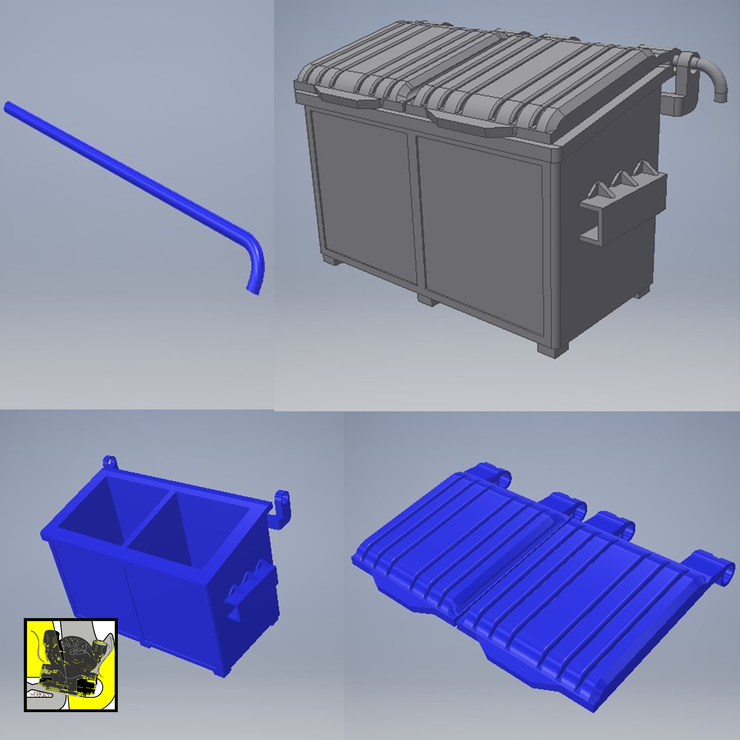 STL file Dumpster Diorama's 1/64 Scale・3D printing model to download・Cults
