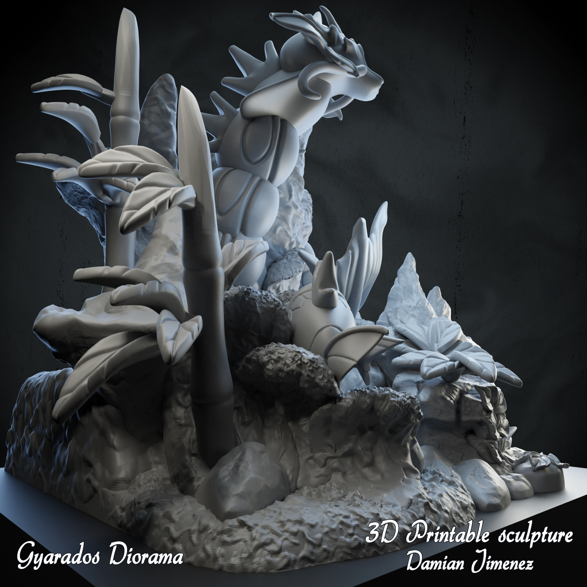 STL file Gyarados and Magikarp diorama 3D printable pokemon 🐉・3D ...