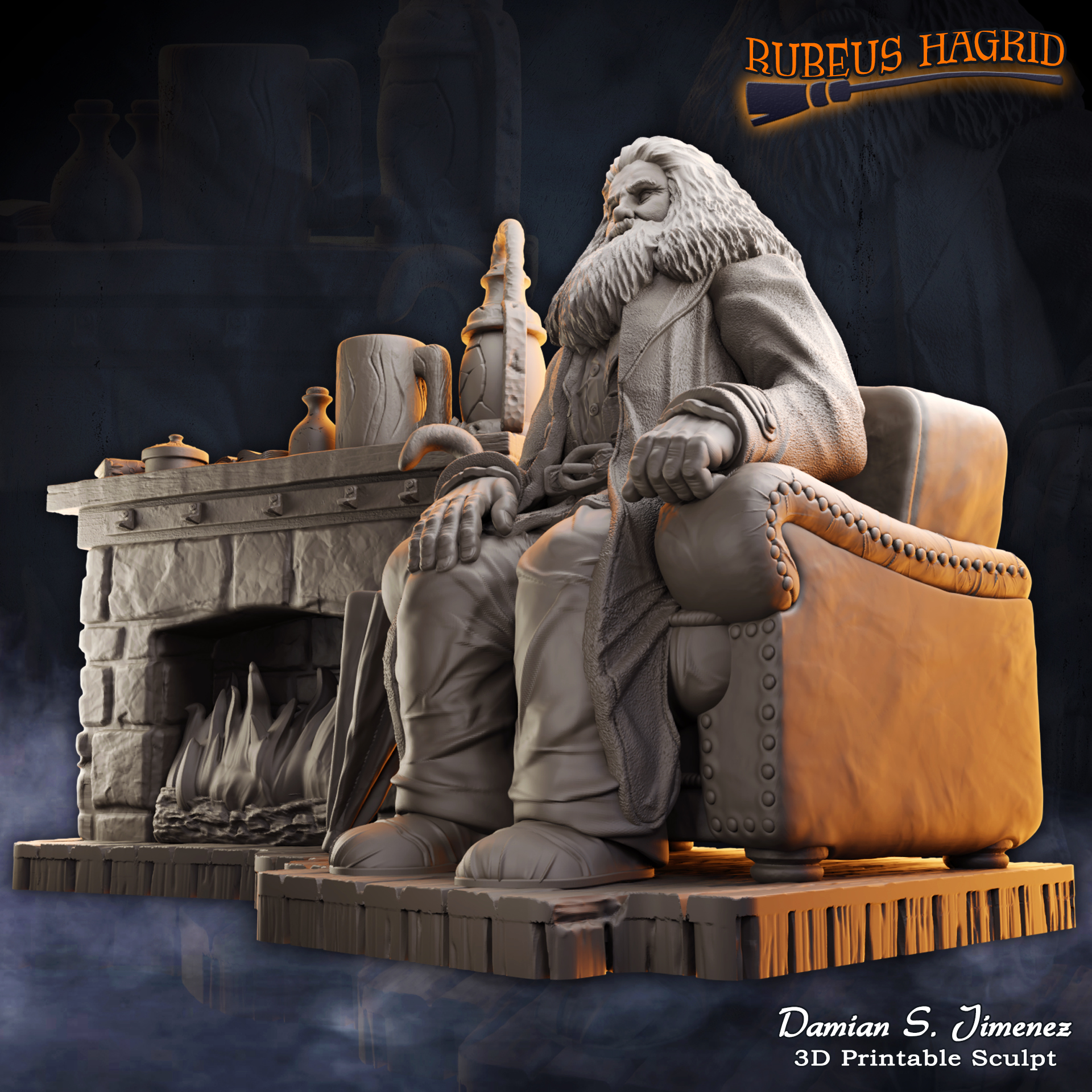 STL file Rubeus Hagrid Harry Potter Diorama for 3D Print Hagrid's Hut 🛖 ...