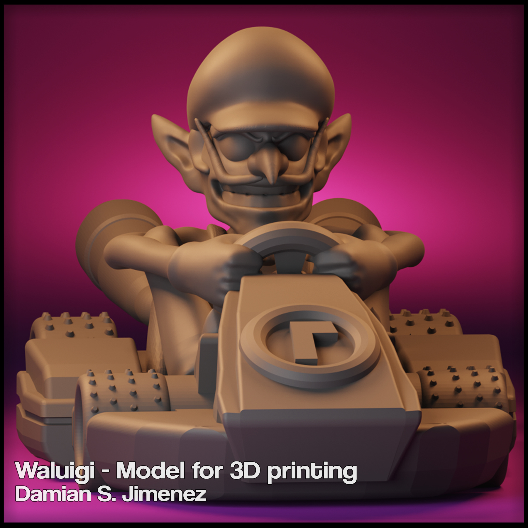 STL file MARIO KART WALUIGI - WALUIGI FOR MONOPOLY GAMER ♟・3D printer ...