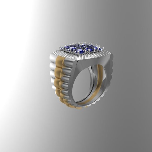 Download OBJ file Solitaire Gents Rolex Ring • 3D printable model ・ Cults
