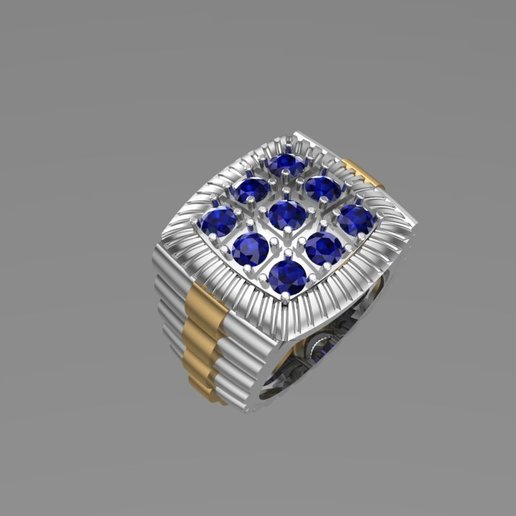 Download OBJ file Solitaire Gents Rolex Ring • 3D printable model ・ Cults