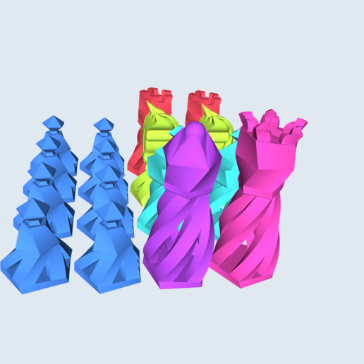 Download STL file Twisted geometry chess set (no supports) • 3D printer ...