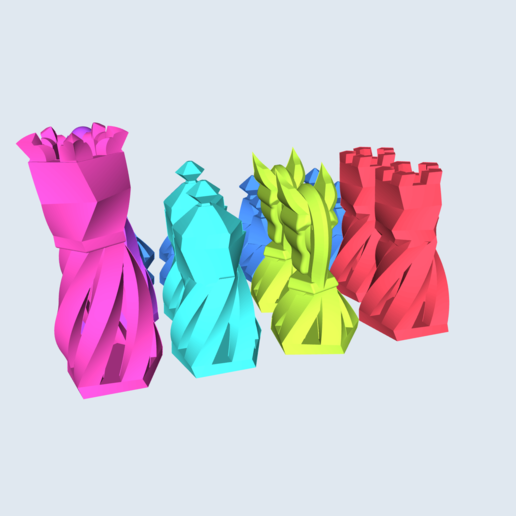 Download STL file Twisted geometry chess set (no supports) • 3D printer ...