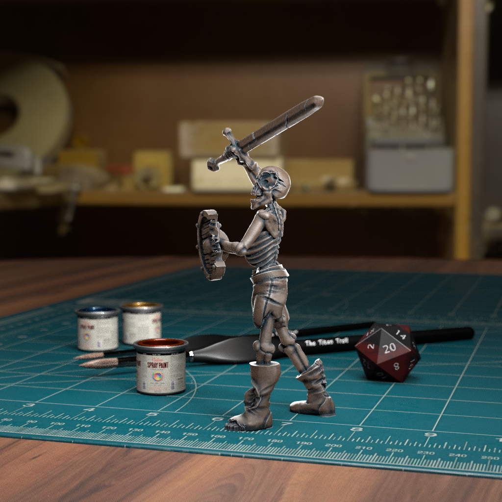 Файл STL Skeleton Shield And Sword Raised - [Pre-Supported]・Модель для ...