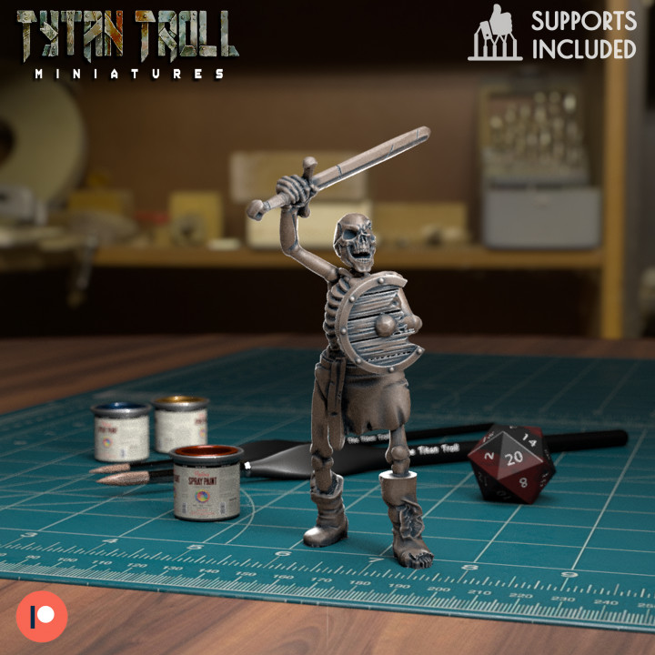 Файл STL Skeleton Shield And Sword Raised - [Pre-Supported]・Модель для ...