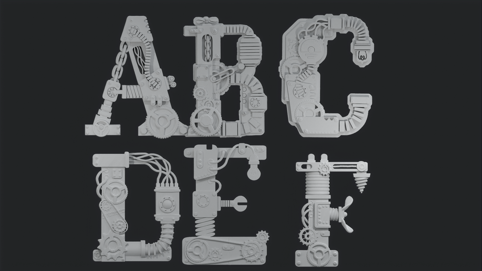3D file steampunk alphabet・3D printing idea to download・Cults