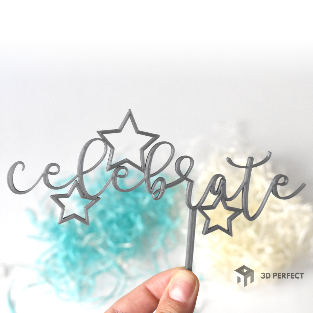 STL file Celebrate Cake Topper with Stars - Cake Decoration・3D printer ...