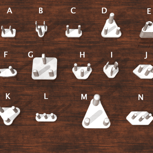 Download STL file Plug socket cover, all types A, B, C, D, E, F, G, H ...