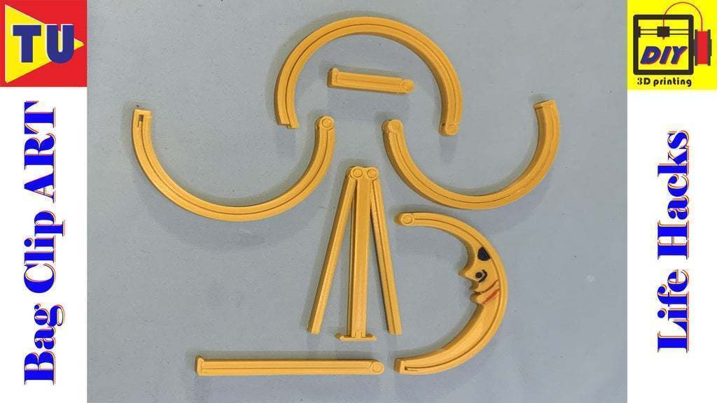 Free STL file Round Shape Bag Clip, Moon Shape Clip, Twin Bag Clip・3D ...