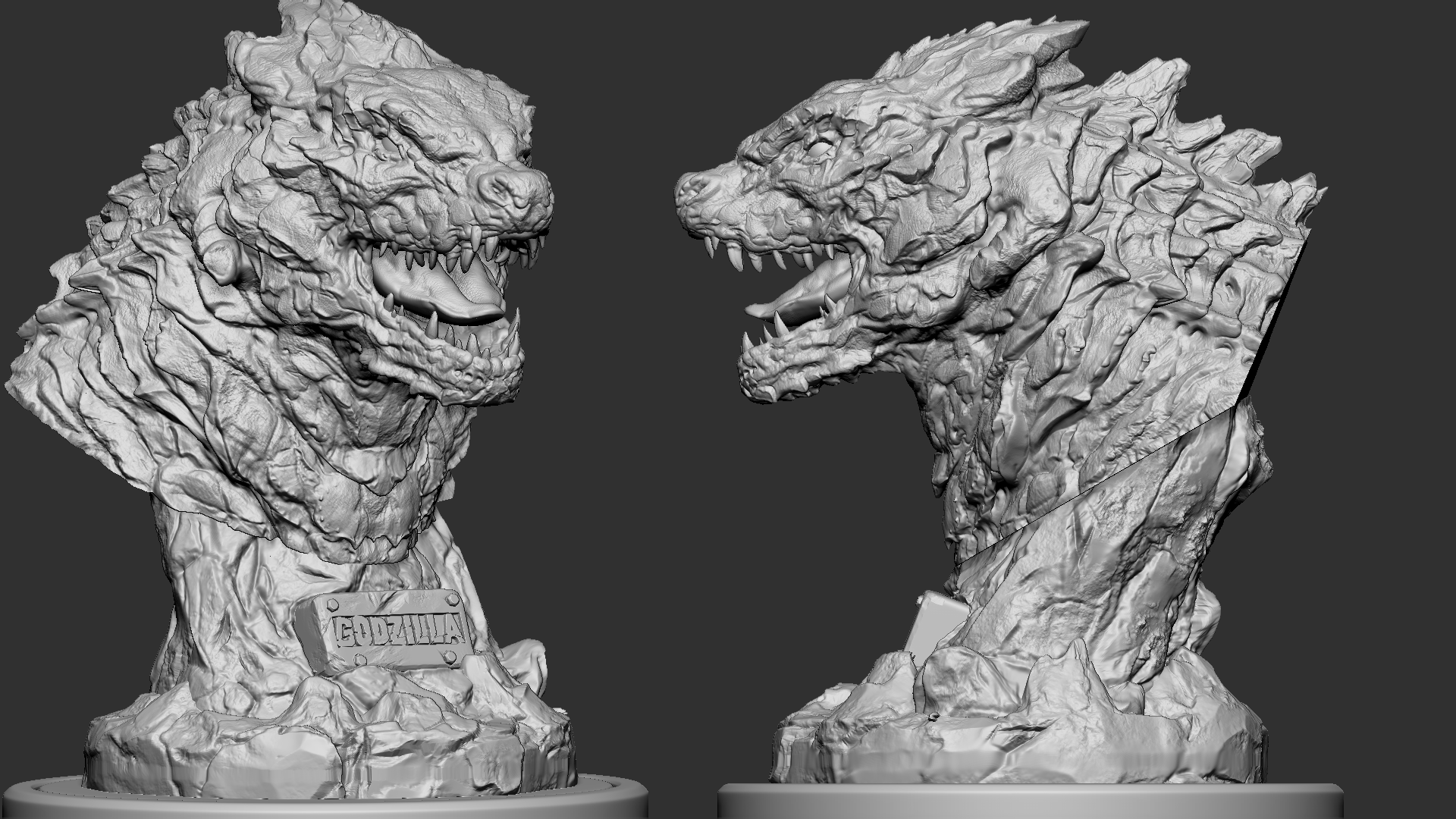 STL file Godzila head bust・Template to download and 3D print・Cults