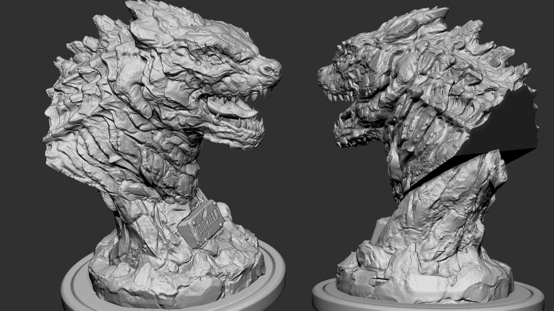 STL file Godzila head bust・Template to download and 3D print・Cults