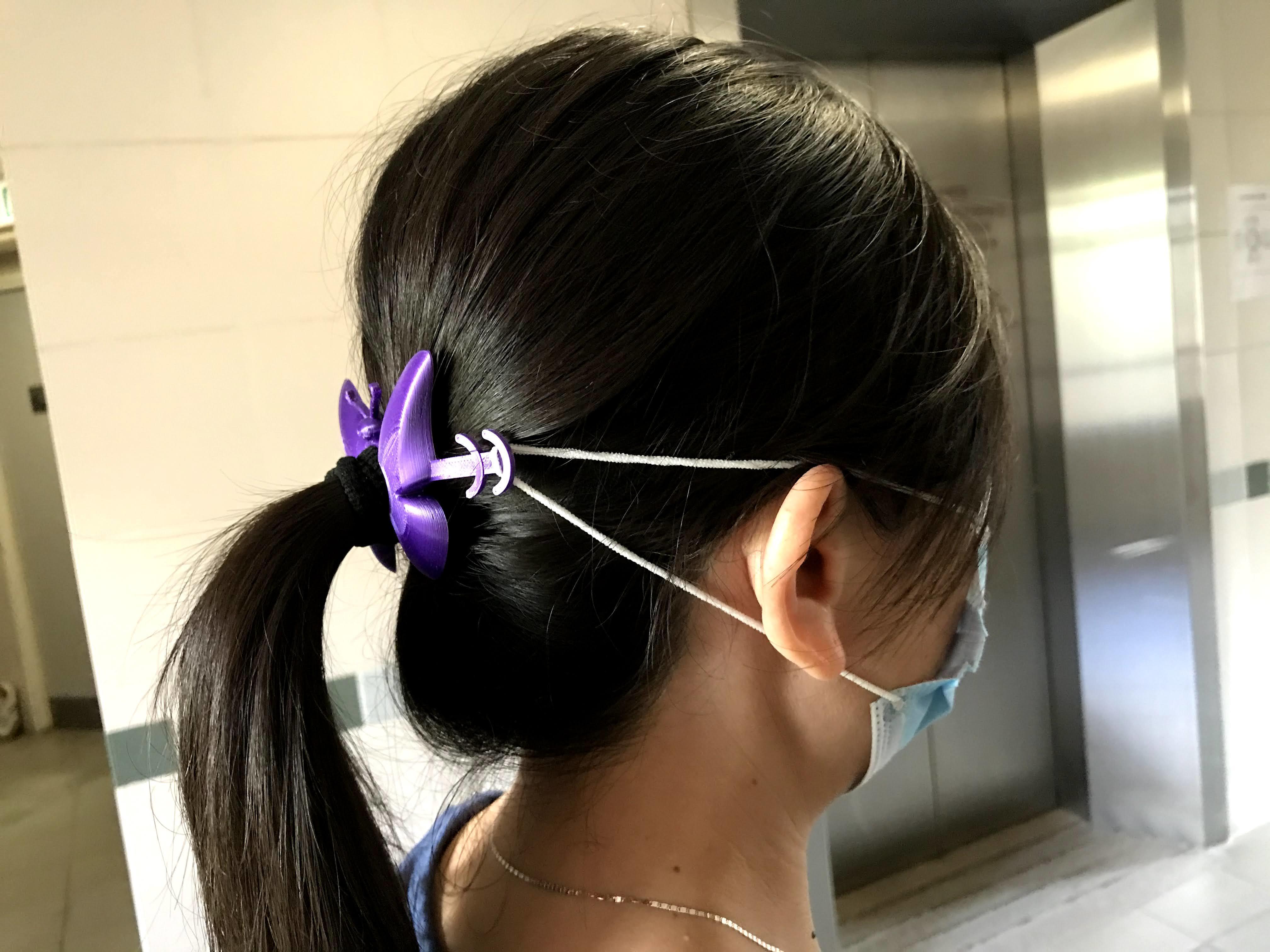 STL file Mask hook with a big hole for braid pigtail Butterfly style ...