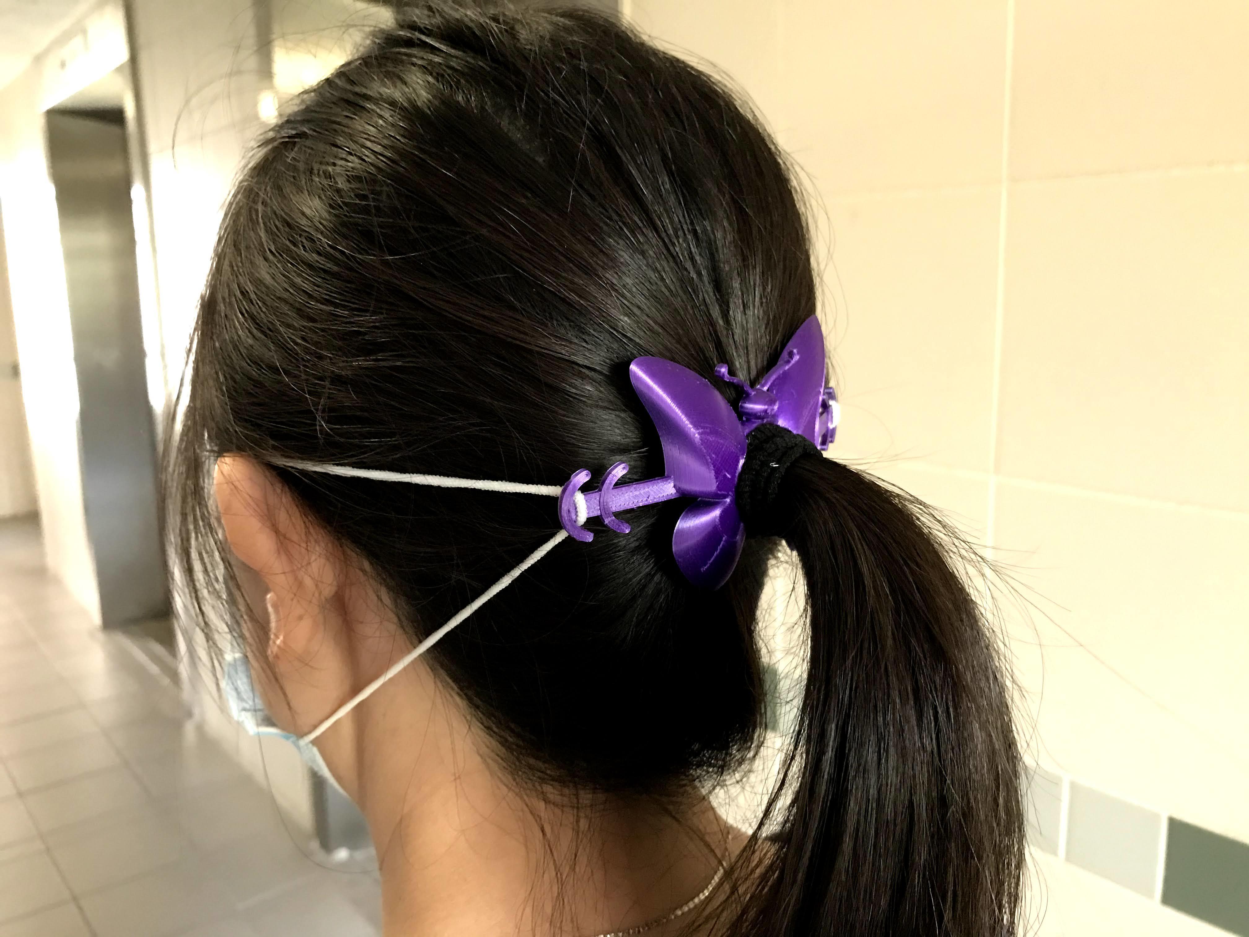 STL file Mask hook with a big hole for braid pigtail Butterfly style ...