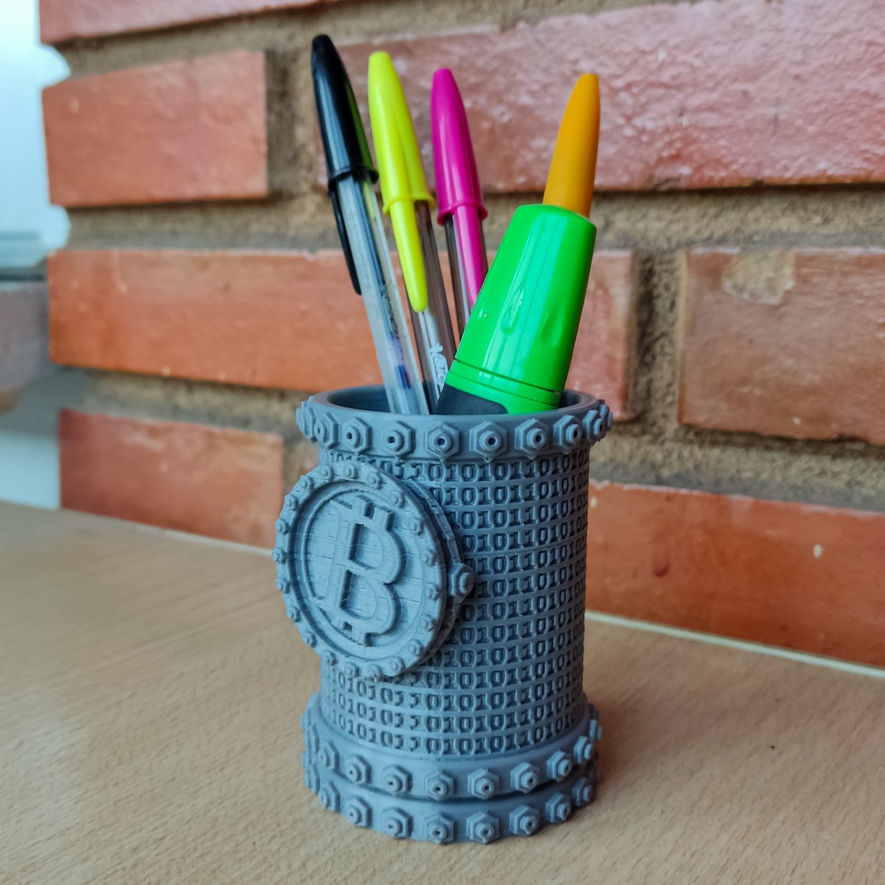 STL file BITCOIN pencil holder ️・3D printer design to download・Cults