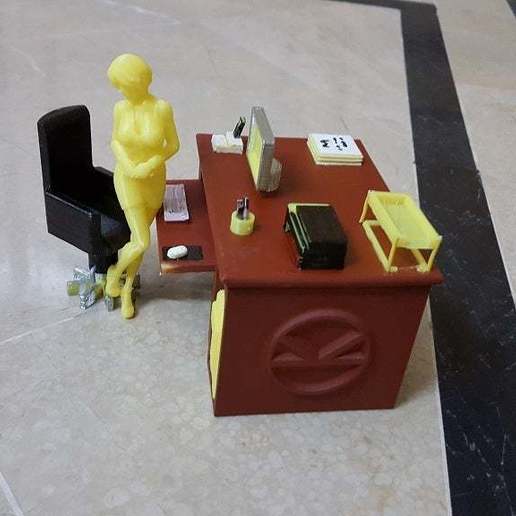 Download free STL file Office Desk and Chair • Design to 3D print ・ Cults