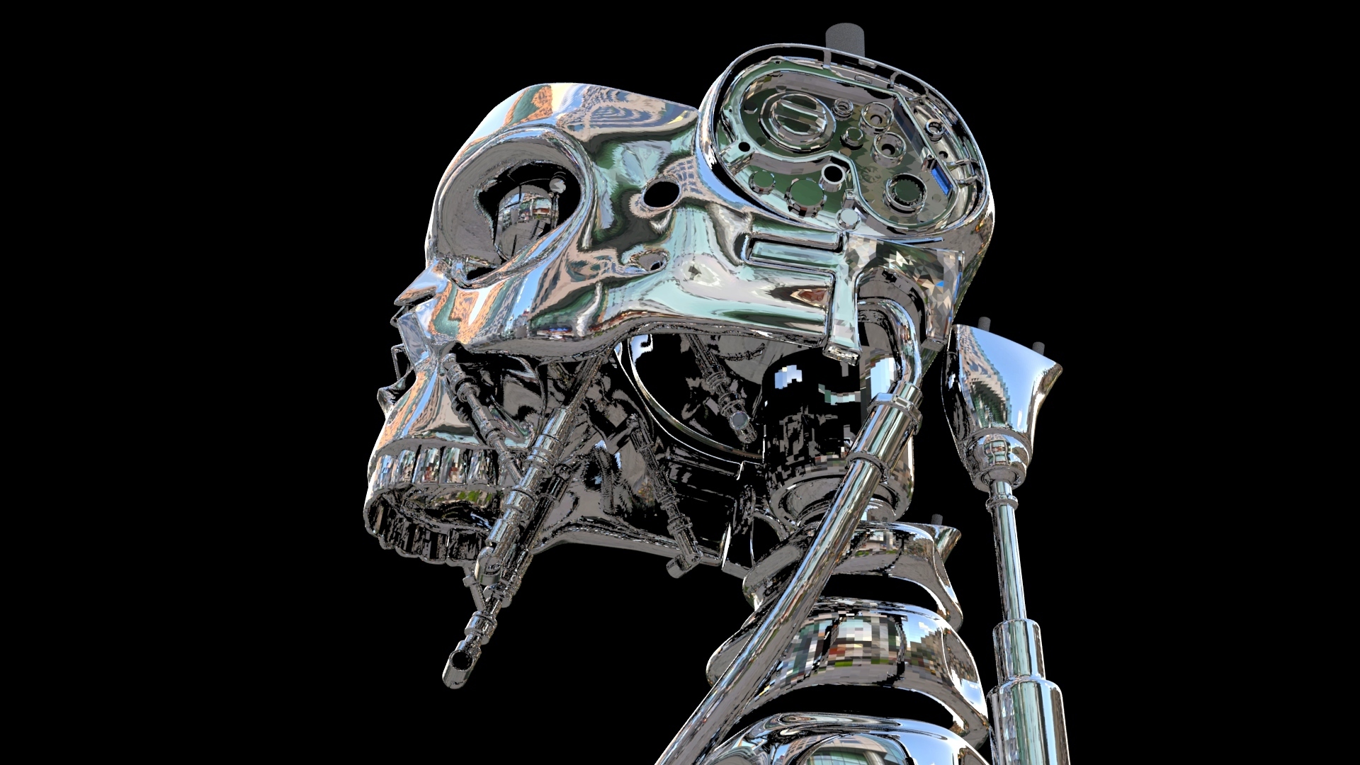 3D file Terminator T-800 Skull Bust 3D Print Stl Model Diorama 3D print ...