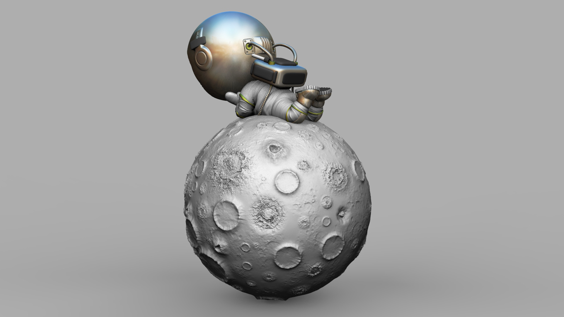 STL file CHIBI SPACEMAN LYING ON MOON 3D PRINT MODEL 3D・Model to ...