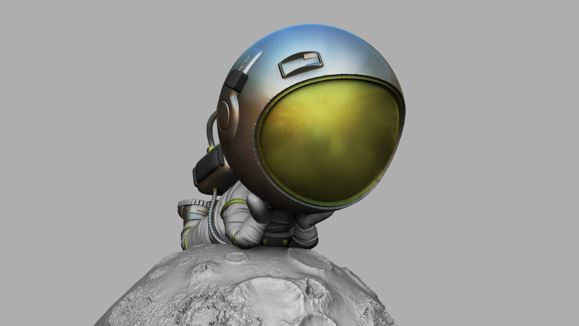 STL file CHIBI SPACEMAN LYING ON MOON 3D PRINT MODEL 3D・Model to ...