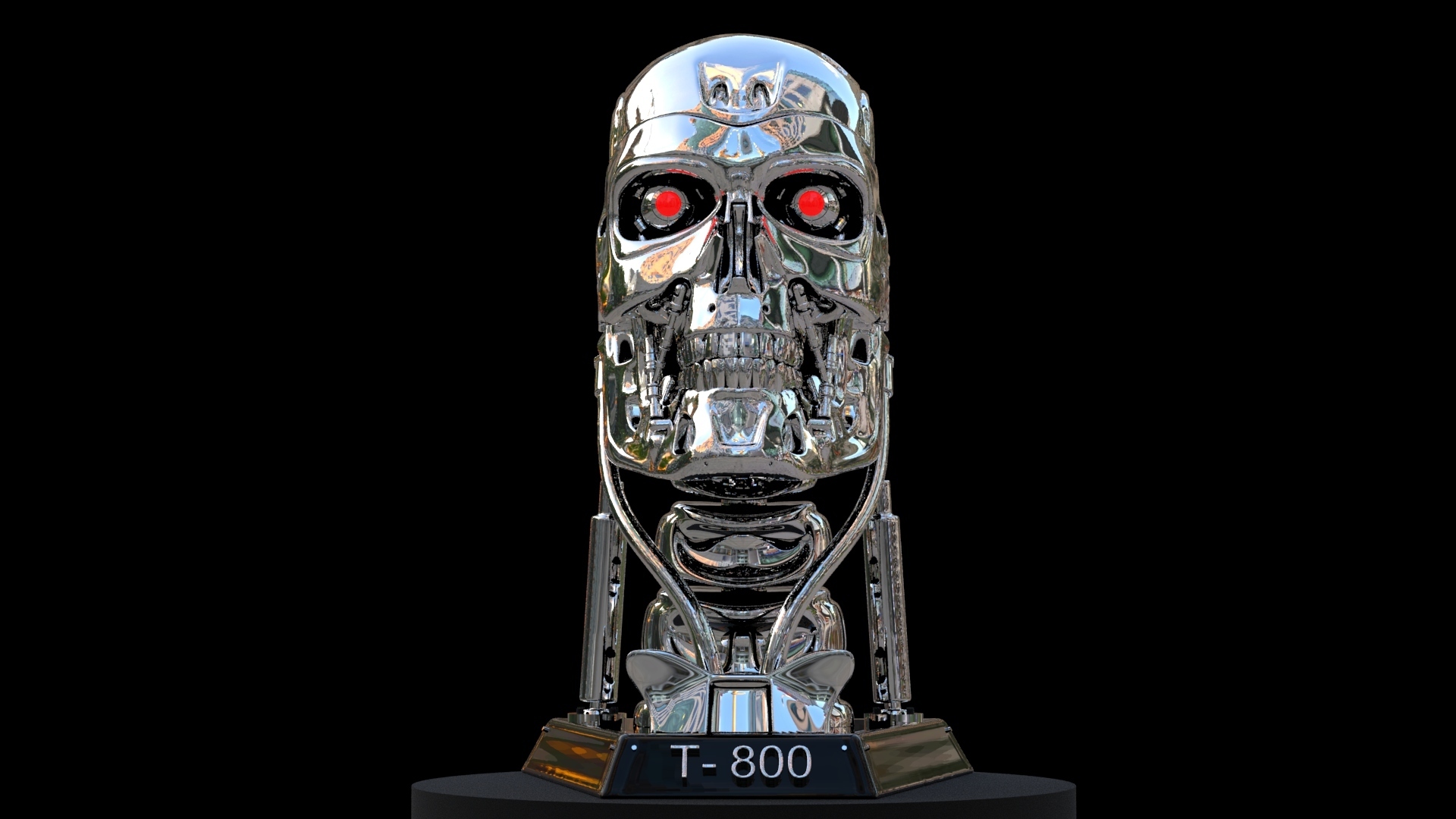3D file Terminator T-800 Skull Bust 3D Print Stl Model Diorama 3D print ...