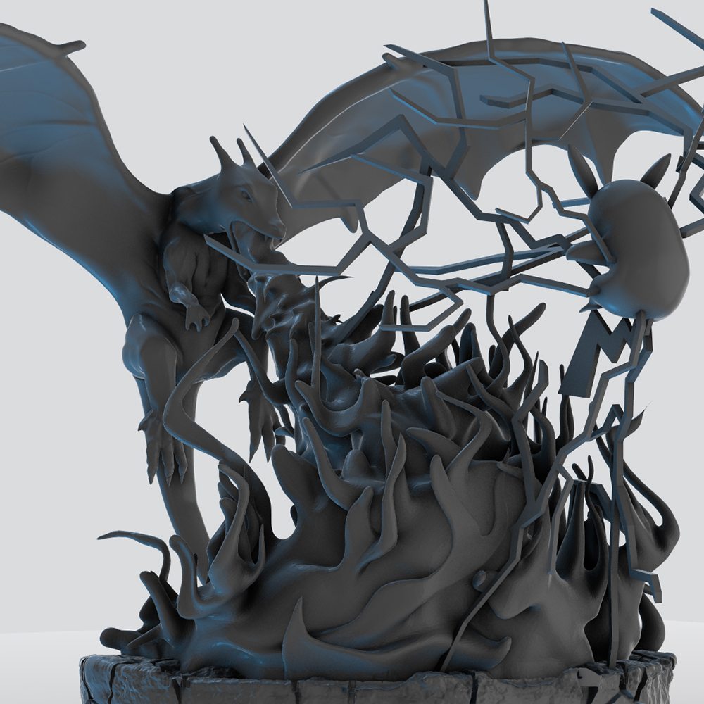 3D file Pokemon Charizard Vs Pikachu Fire And Thunder Battle 3D print ...