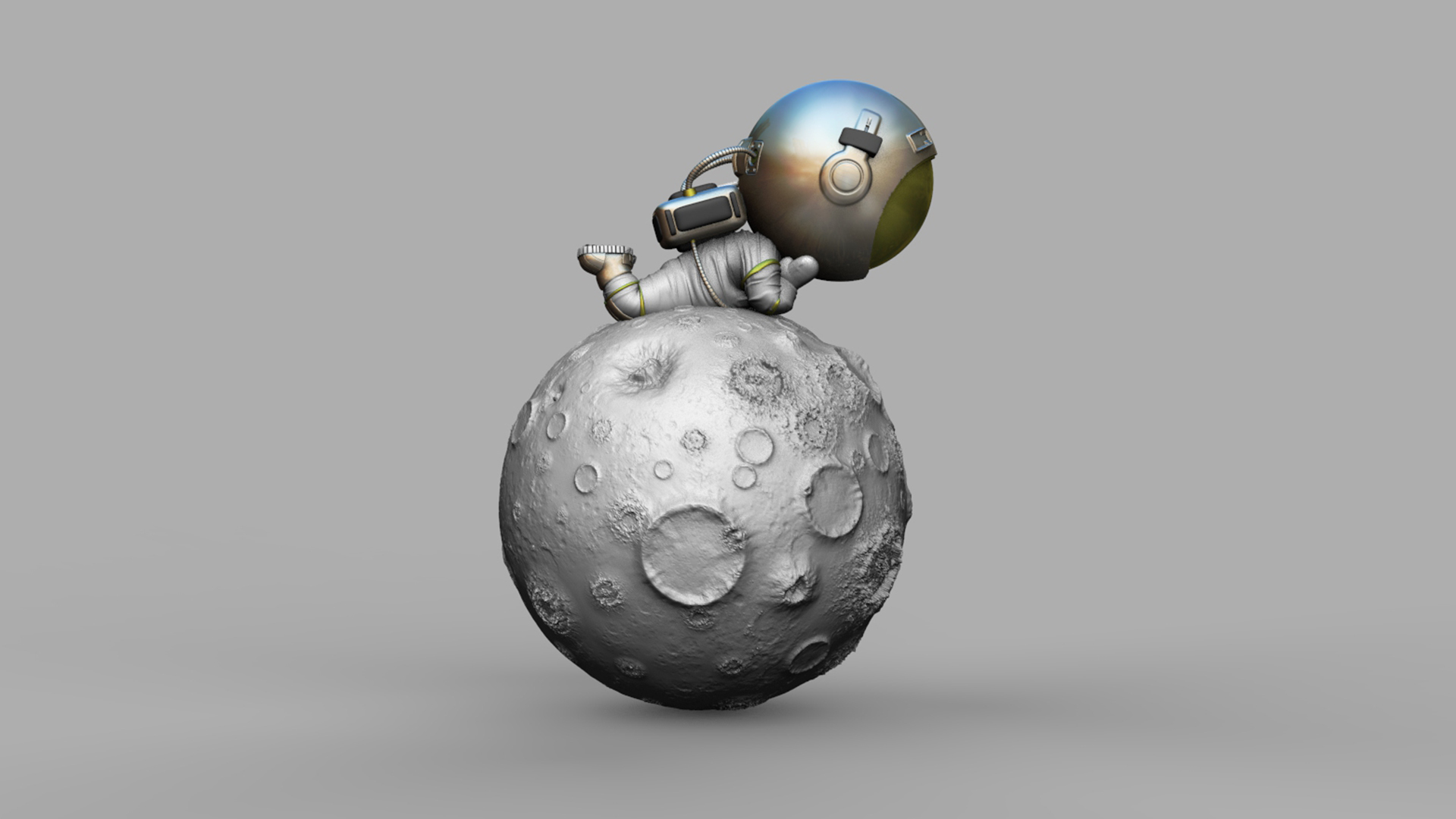 STL file CHIBI SPACEMAN LYING ON MOON 3D PRINT MODEL 3D・Model to ...