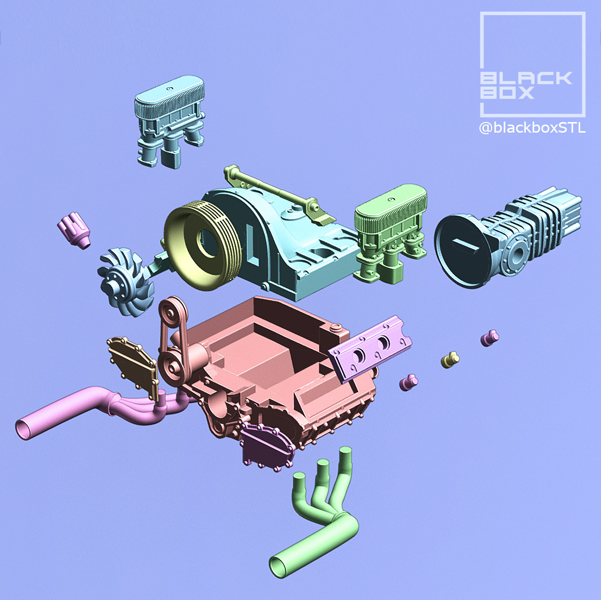 3D file Flat SIX ENGINE 1-24th for modelkits and diecast 👽・Model to ...