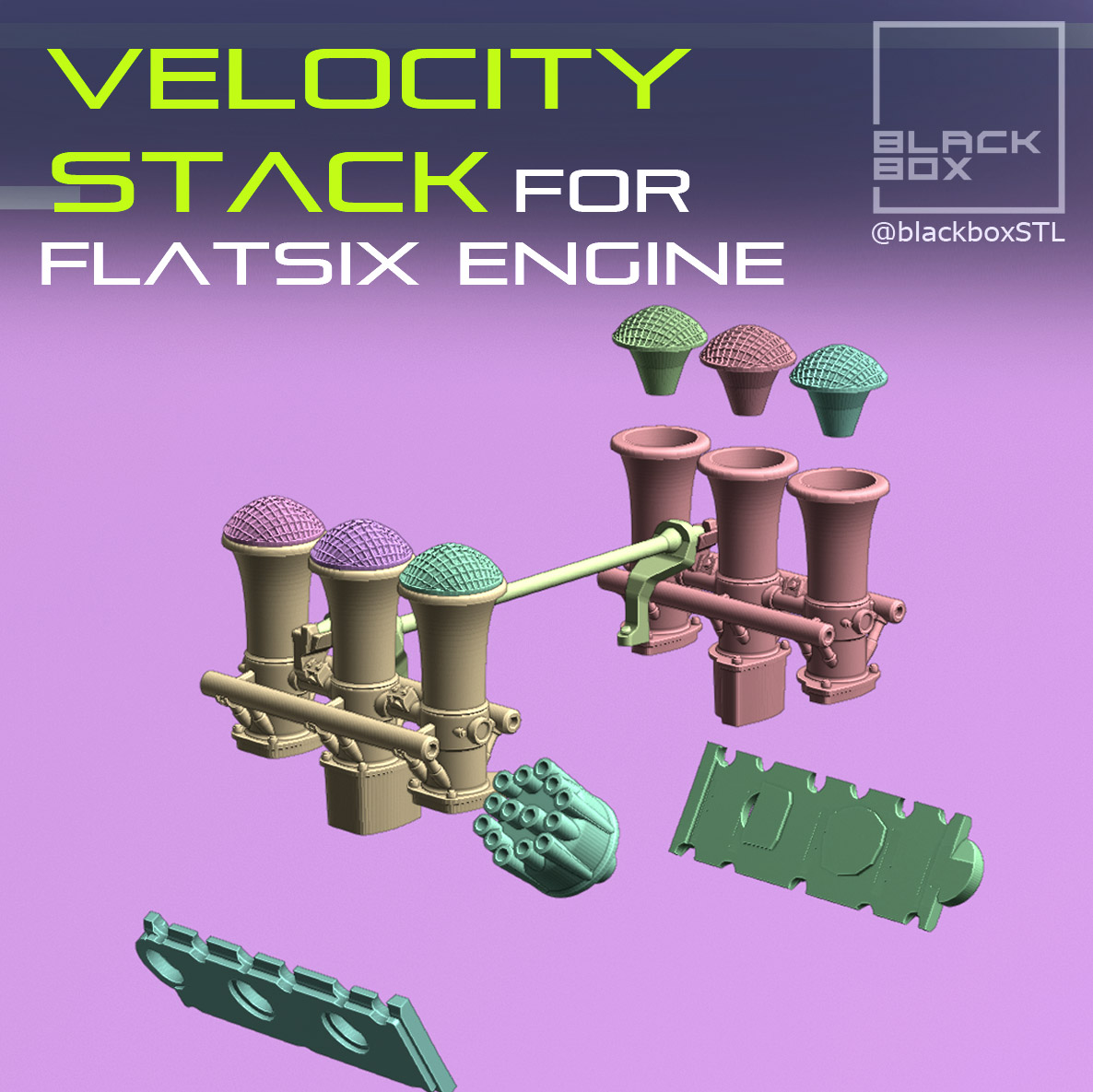 3D file Velocity Stack for Flat SIX ENGINE 1-24th for modelkits and ...