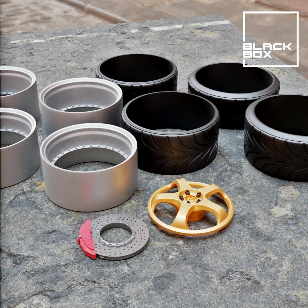 3D file WORKmeister Style Wheel set FRONT AND REAR w/ 2 offsets 2 Tires ...