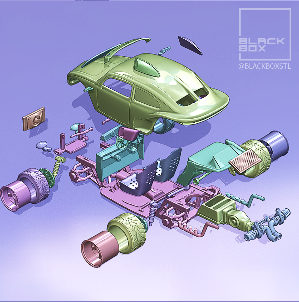 3D file HOT BUG 1/24 FULL MODELKIT 🥵・3D printer model to download・Cults