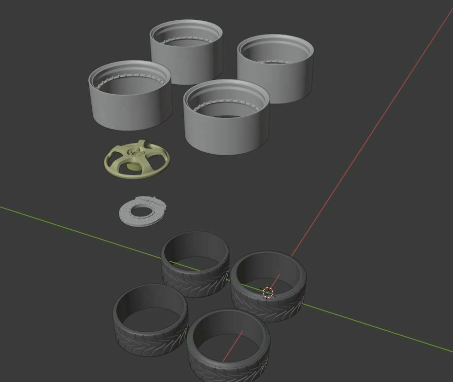 3D file WORKmeister Style Wheel set FRONT AND REAR w/ 2 offsets 2 Tires ...