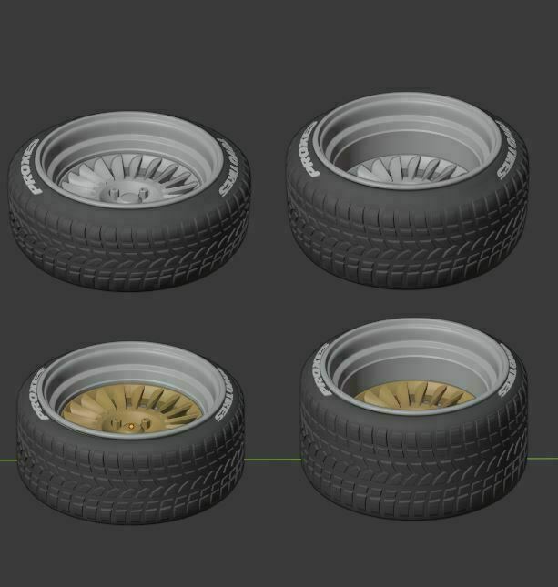 3D file JDM Turbine Wheel set Front and Rear with 2 tires 🛞・3D print ...