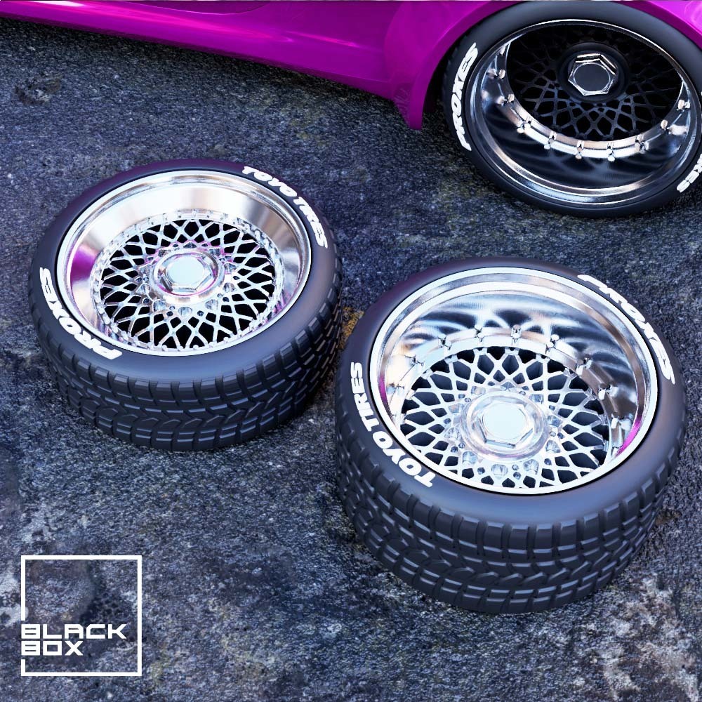 3D file RWB BBS style Wheel and Tire FRONT and REAR for RC and diecast ...