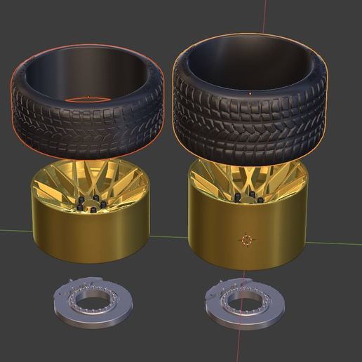 Download STL file RQB Extra Deep wheel Front and rear with tires for ...