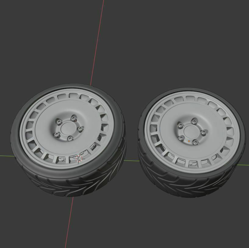 3D file Rally style Wheel set with two tire types・3D printable model to ...